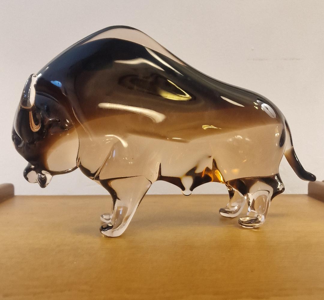 Italian Murano Glass Bull Sculptured glass by Franco Batter – Bleu ...