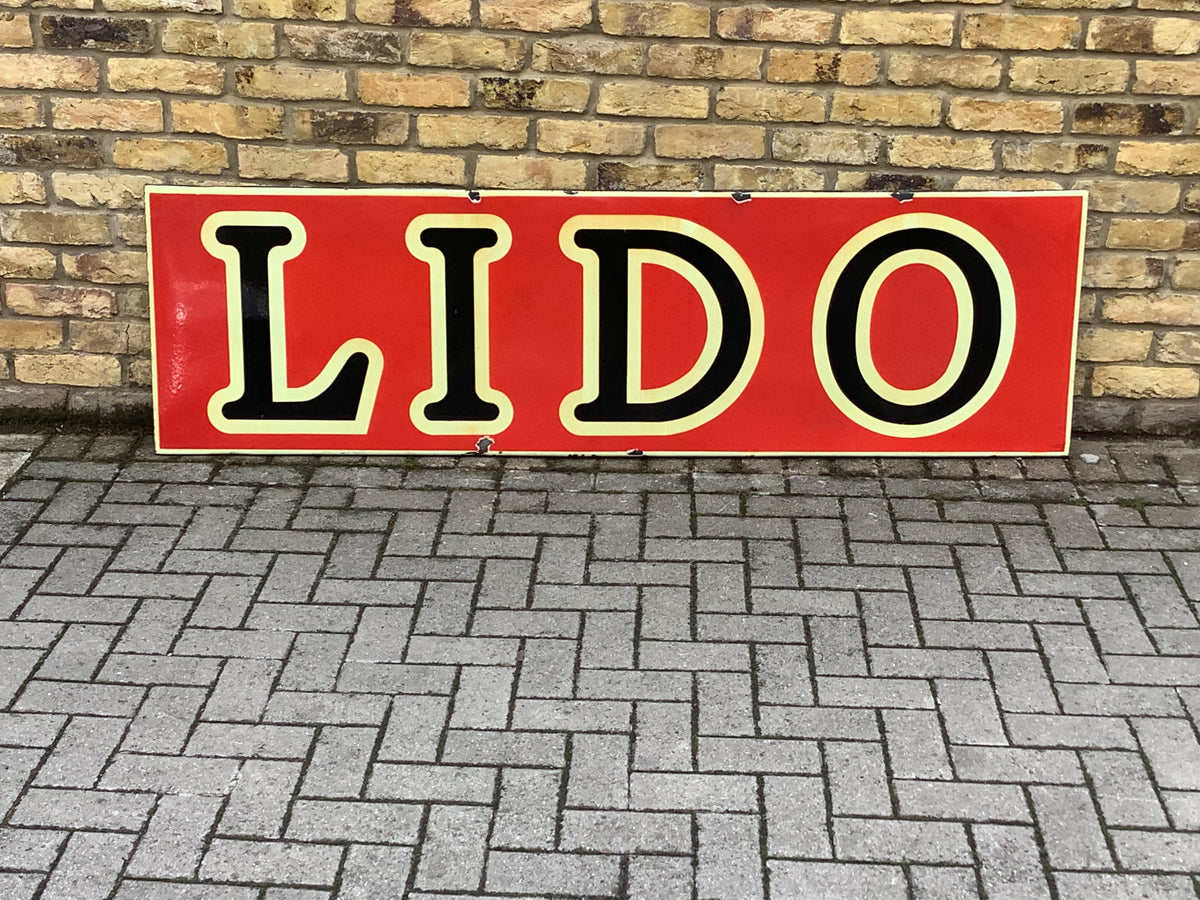 Large Original Enamel Lido Sign – Bleu Furniture